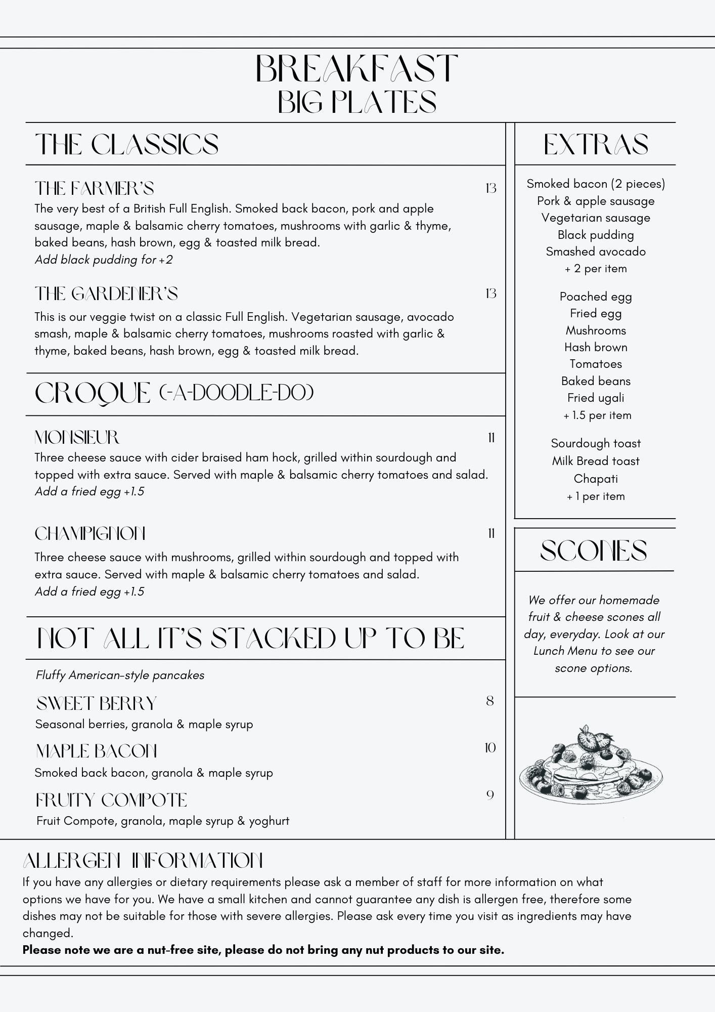 Bath Soft Cheese Café Food and Drinks Menu