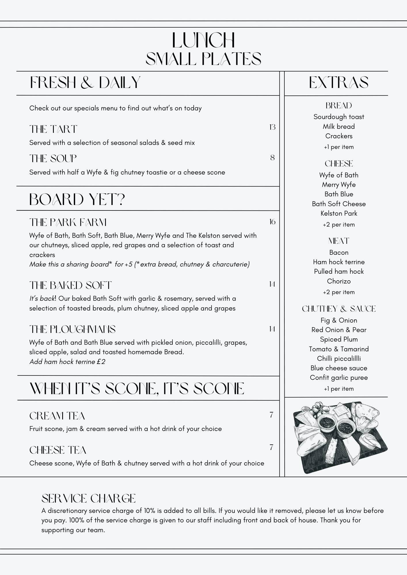 Bath Soft Cheese Café Food and Drinks Menu